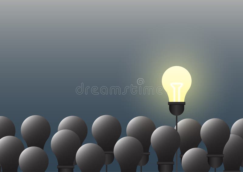 Light Bulbs with Creative Ideas Teamwork and Leadership Concept. Stock ...