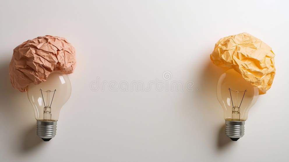 Light Bulbs among Crumpled Paper Sheets Representing Innovative ...