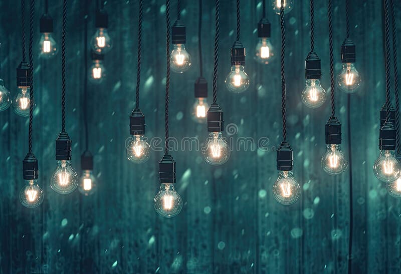 Light Bulbs on Dark Blue Background Blue Stock Illustration ...
