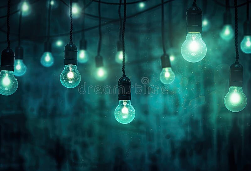 Light Bulbs on Dark Blue Background Blue Stock Illustration ...