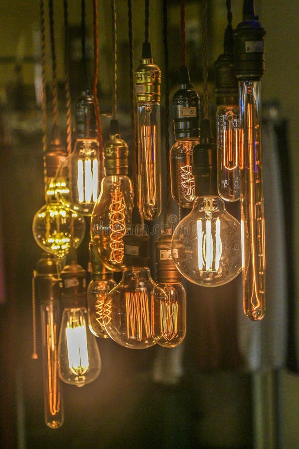 Light Bulbs Decoration (Front Focus) Stock Image - Image of dark ...