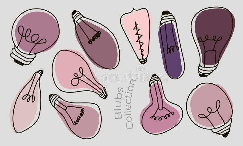 Light Bulbs Doodle. Colorful Light Blubs Icon Set. Creative Light Bulbs ...