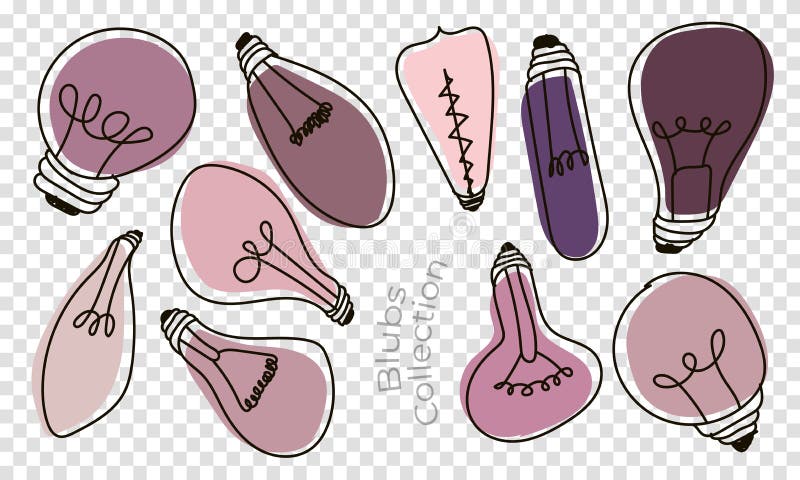 Light Bulbs Doodle. Colorful Light Blubs Icon Set. Creative Light Bulbs ...