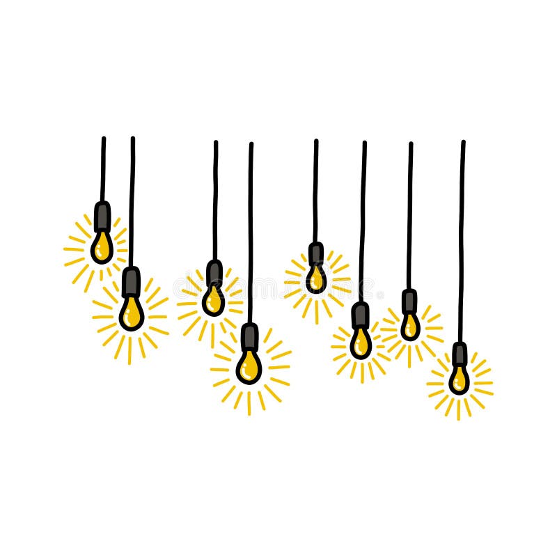 Light Bulbs Doodle Icon, Vector Color Line Illustration Stock Vector ...