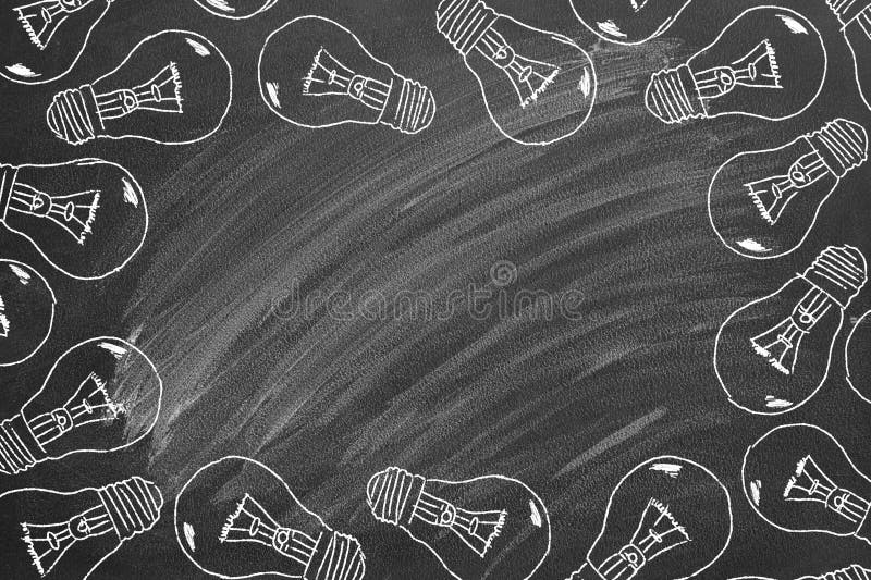 Light Bulbs Drawn with Chalk on a Blackboard Stock Photo - Image of ...