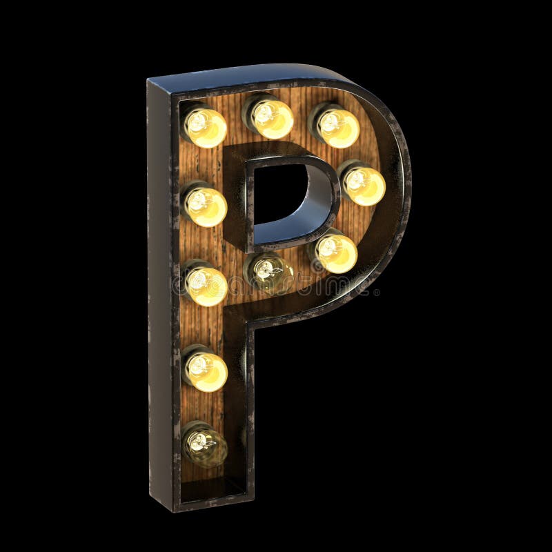 Light Bulbs Font Letter P 3D Stock Illustration - Illustration of ...