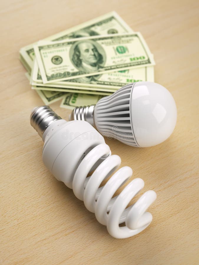 Light Bulbs Front Dollar Bill Stack Stock Photos - Free & Royalty-Free ...