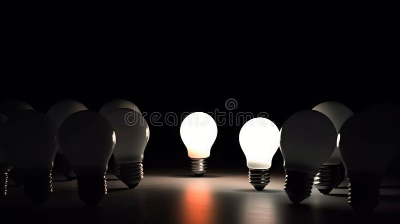 Light Bulbs with Glowing One Different Idea, Creativity and Innovation ...