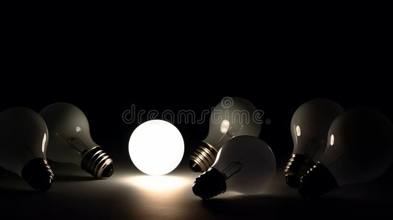 Light Bulbs with Glowing One Different Idea, Creativity and Innovation ...