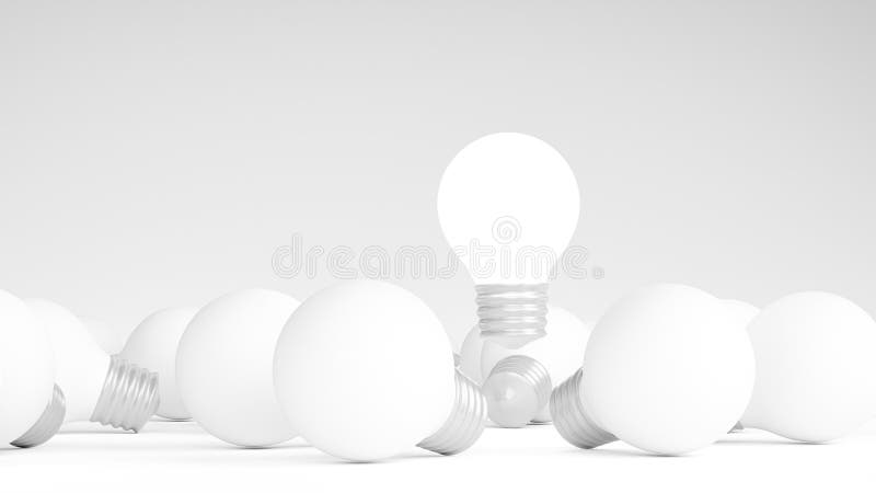 Light Bulbs with Glowing One Different Idea. Creativity and Innovation ...