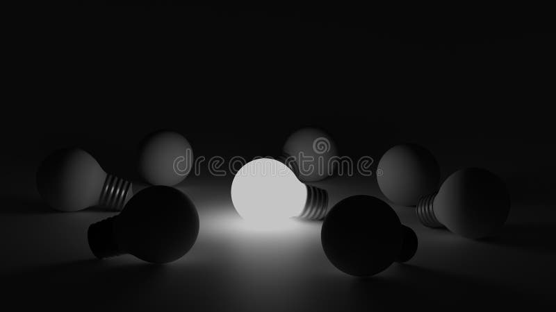 Light Bulbs with Glowing One Different Idea. Creativity and Innovation ...