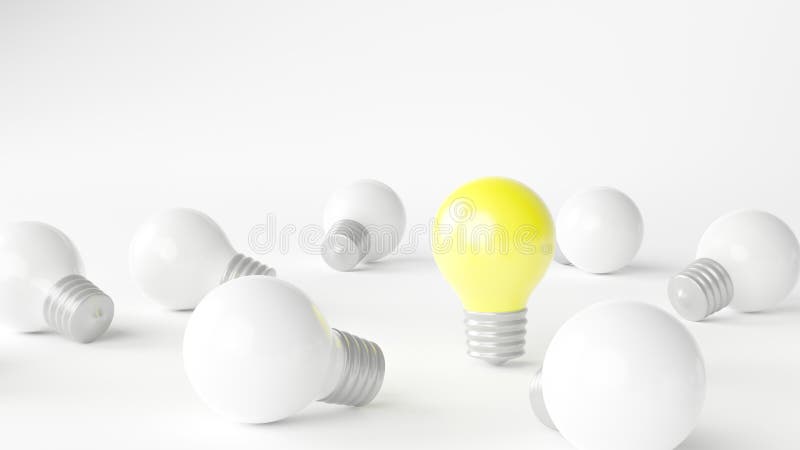 Light Bulbs with Glowing One Different Idea. Creativity and Innovation ...