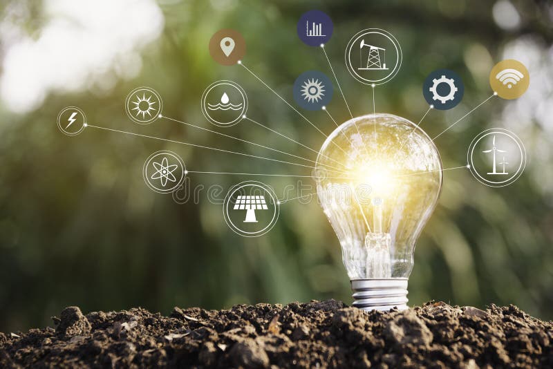 Light Bulbs with Glowing One. Technology and Creativity Concept with ...