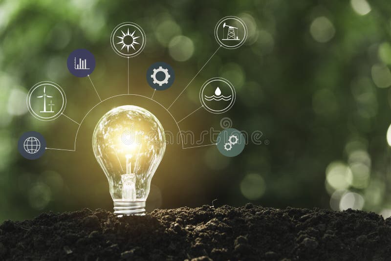 Light Bulbs with Glowing One. Technology and Energy Concept with Light ...