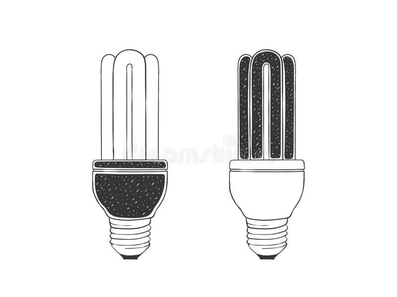 Light Bulbs Hand Drawn Icons. Two Light Bulb Sketch Stock Vector ...