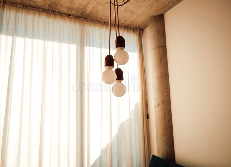 Light Bulbs Hanging from a Ceiling Stock Photo - Image of bulbs, wall ...
