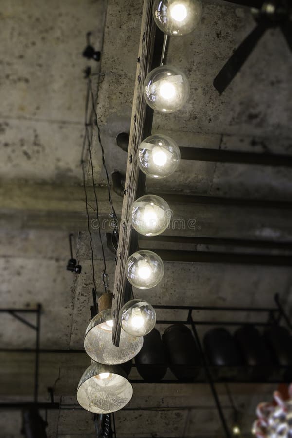 Light Bulbs Hanging from Ceiling Stock Image - Image of illuminated ...