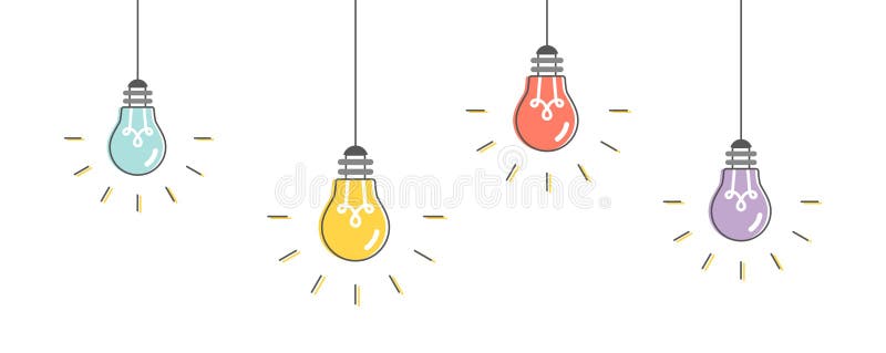 Light Bulbs Hanging. Vector Illustration, Flat Design Stock Vector ...