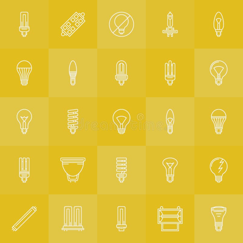 Fluorescent Bulbs Icons Stock Illustrations – 332 Fluorescent Bulbs ...
