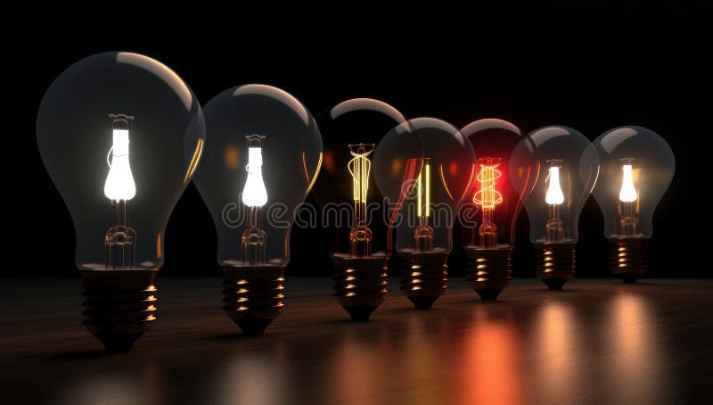 Light Bulbs Idea Concept. Illustration AI Generative Stock Illustration ...