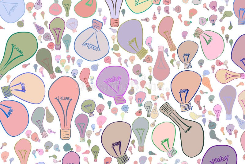 Light Bulbs Illustrations Background Abstract, Hand Drawn. Hand-drawn ...