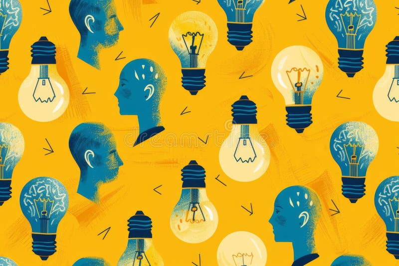 Light Bulbs Inside Human Heads. the Concept of Collective Thinking ...