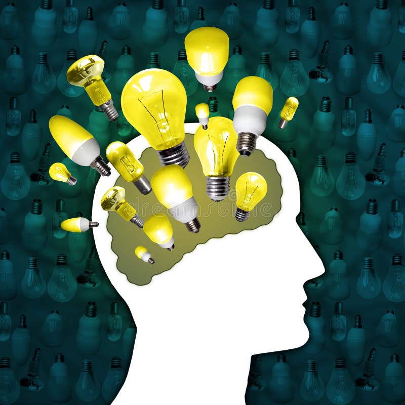 Human`s Brain Profile, Connected To Five Senses Stock Image - Image of ...