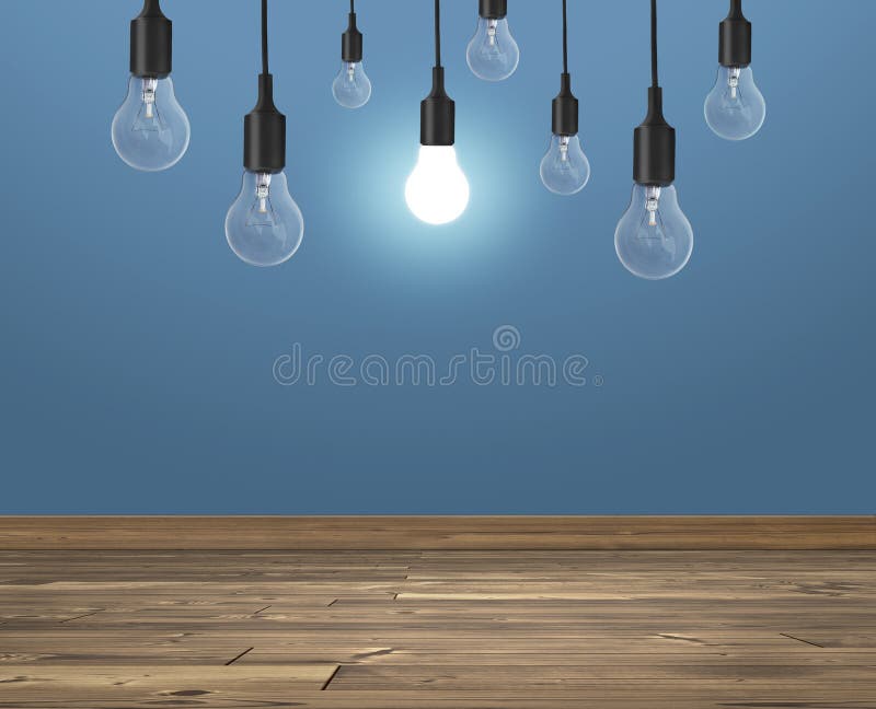 Light Bulbs Interior Decoration Colored Wall and Brown Wooden Floor ...
