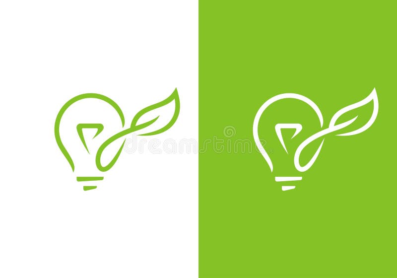 Light Bulbs with Leaf Logo. Lamp Leaves Combination Stock Vector - Illustration of technology ...