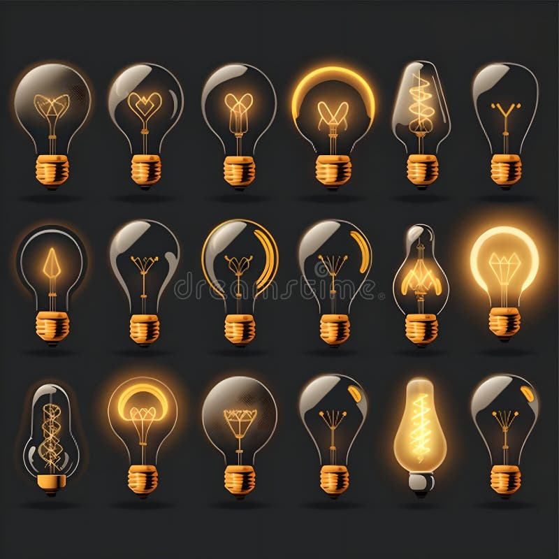 Light Bulbs, Light Bulb Icons Stock Illustration - Illustration of ...