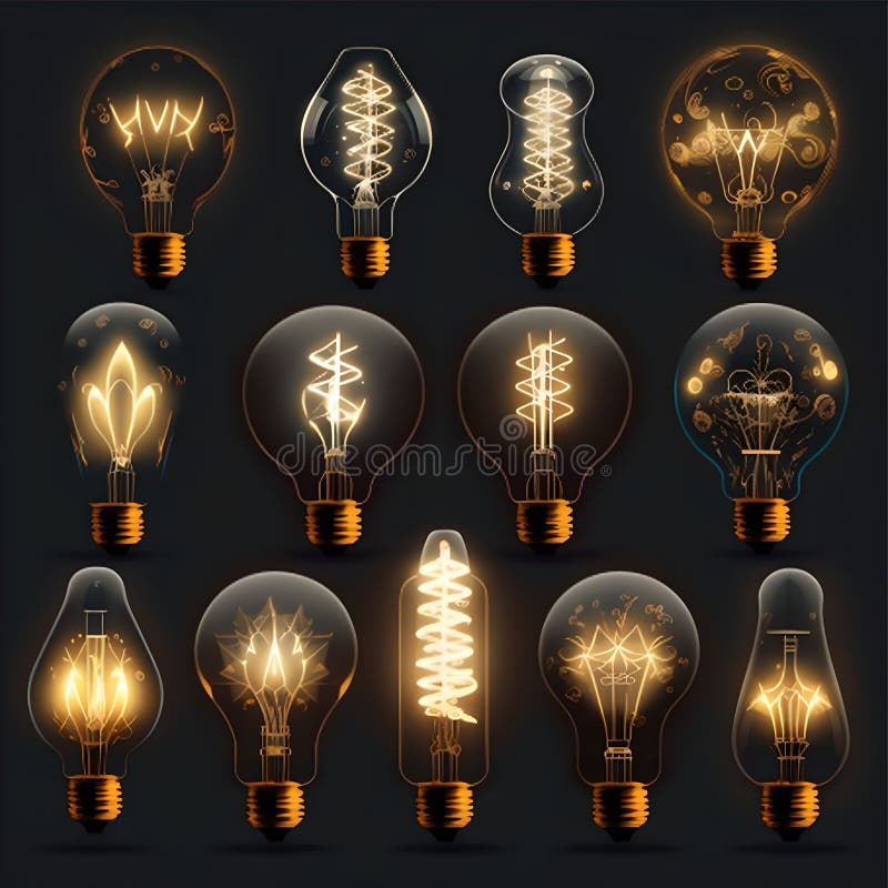 Light Bulbs, Light Bulb Icons Stock Illustration - Illustration of iron ...