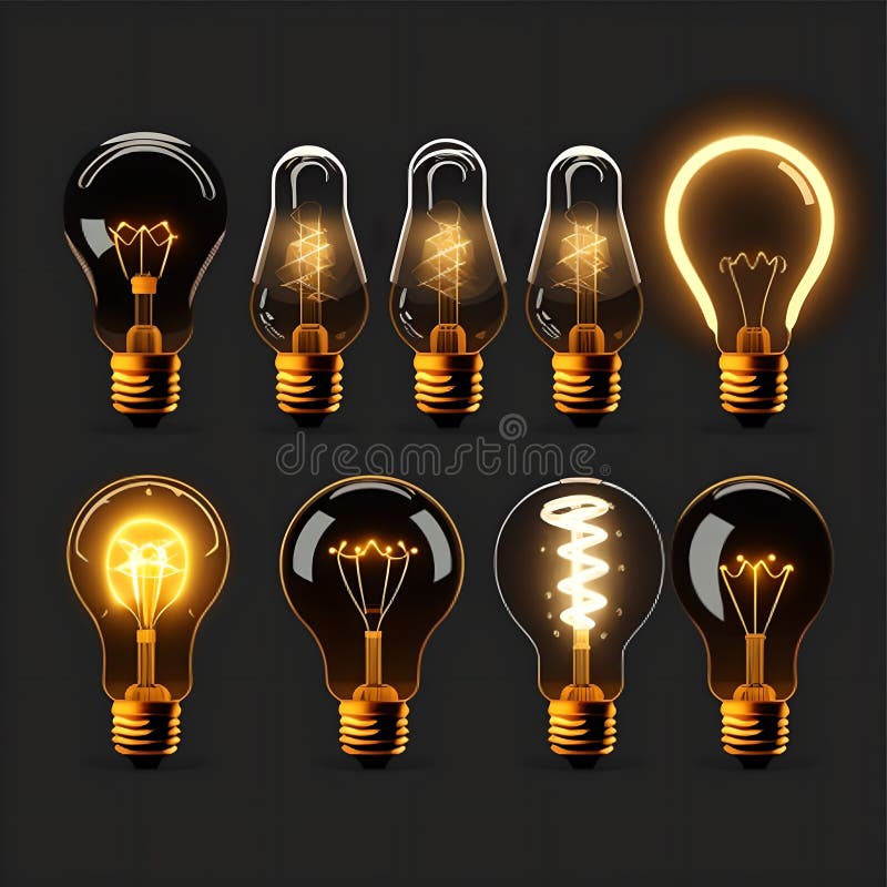 Light Bulbs, Light Bulb Icons Stock Illustration - Illustration of ...