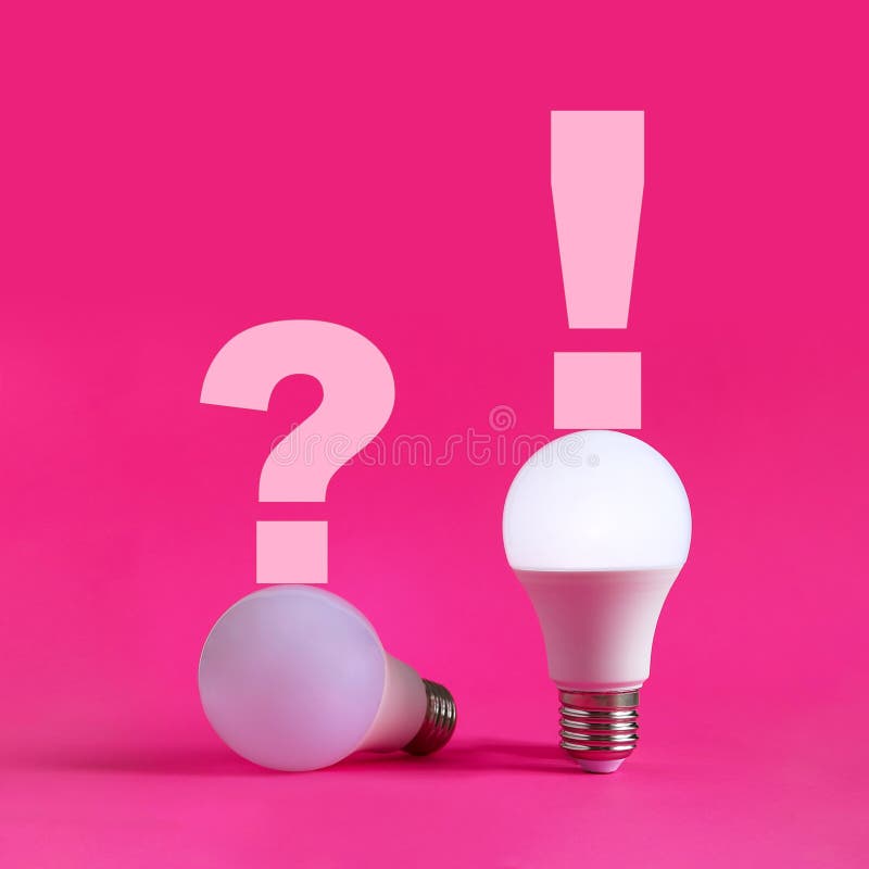 Glowing Light Bulb with Question Mark on Top of it on Magenta ...