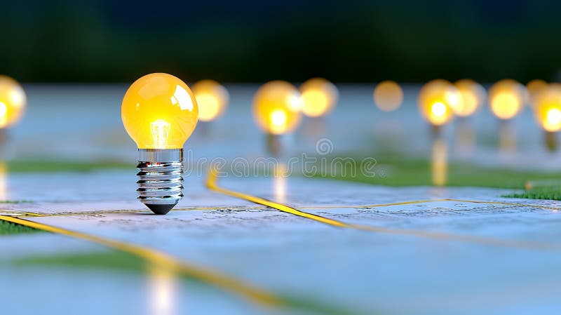 Light Bulbs on Map Representing Ideas and Creative Solutions Stock ...