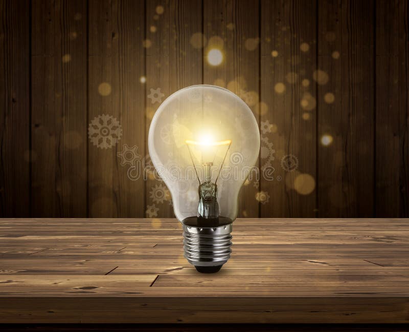 Light Bulbs Interior Decoration Room Concrete Wall Texture. and Wooden ...