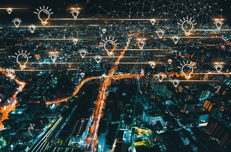 Light Bulbs with Osaka City, Japan Stock Photo - Image of asia, city ...