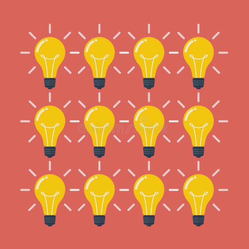 Light Bulbs Pattern Flat Style Stock Vector - Illustration of lamp ...