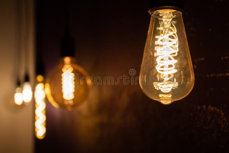 Light Bulbs in Retro Style, Edison Electrical Lamps, Loft Home Interior ...