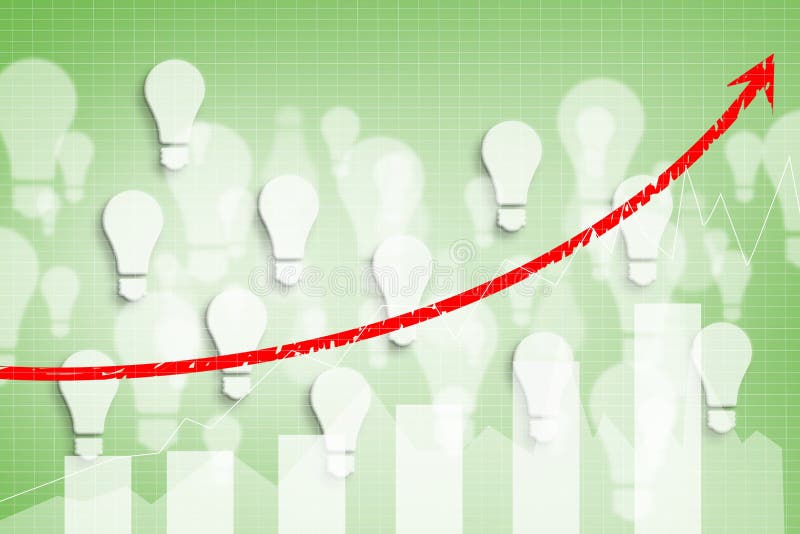Light Bulbs and Rising Graph Graphic Stock Image - Image of idea ...
