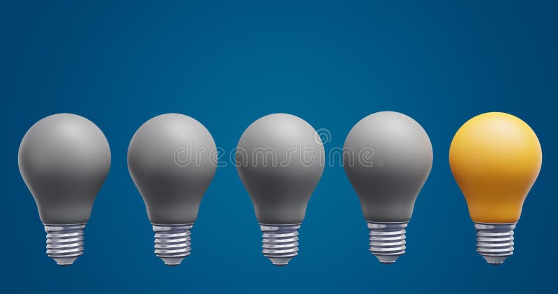 Light Bulbs in a Row. Ideas Brainstorming Success Innovation Stock ...