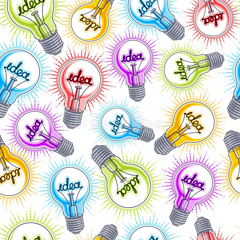 Light Bulbs Seamless Background, Creative Ideas Concept, Website for ...