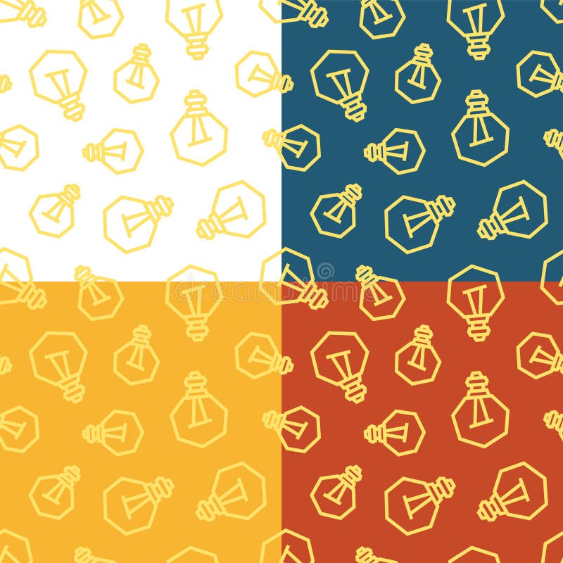 Light Bulbs Seamless Pattern. 4 Color Variations. Vector File Stock ...