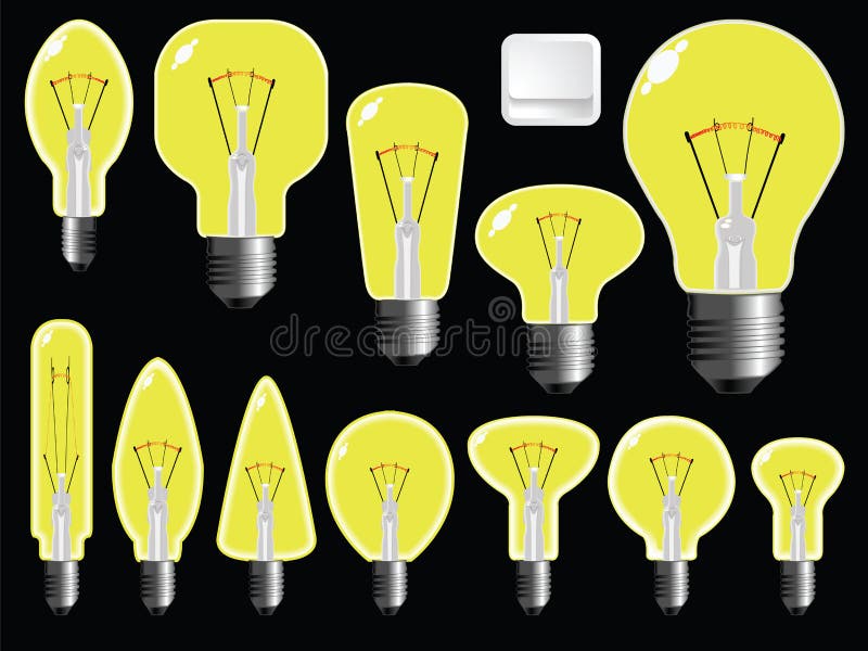 Bulbs Shapes and Applications Stock Vector - Illustration of reflector ...