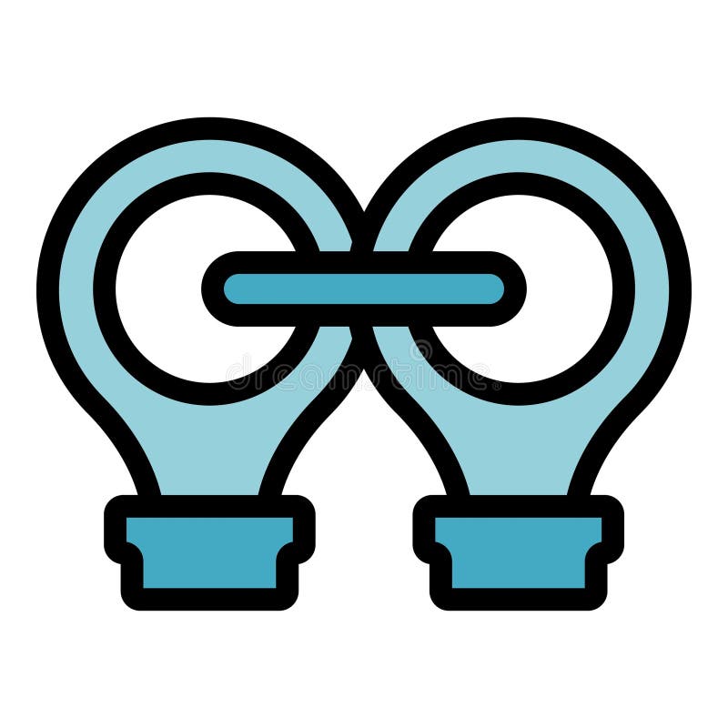 Light Bulbs Sharing Innovative Idea through Link Icon Stock ...