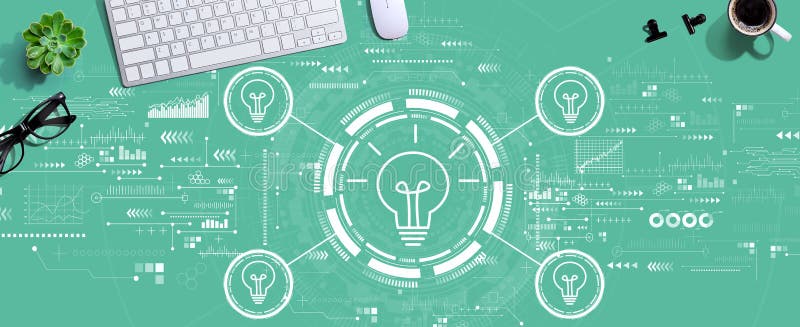 Light Bulbs Theme with a Computer Keyboard Stock Photo - Image of ...