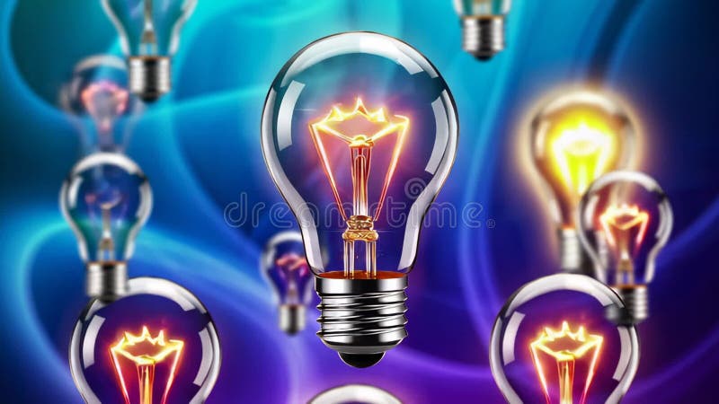 Light Bulbs Turning on, Symbolizing Emerging Ideas in Slow Motion Stock ...