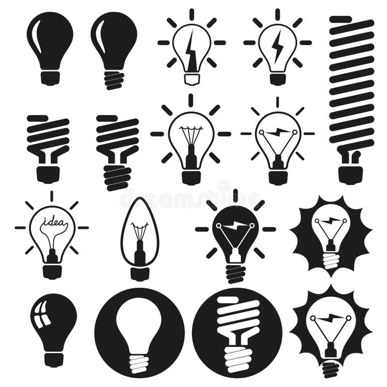 Light Bulbs Bulb Icon Set Stock Illustrations – 2,656 Light Bulbs Bulb ...
