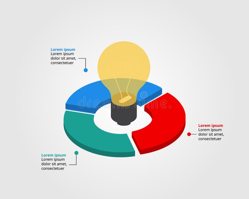 Light Burb Idea Template for Infographic for Presentation for 3 Element ...