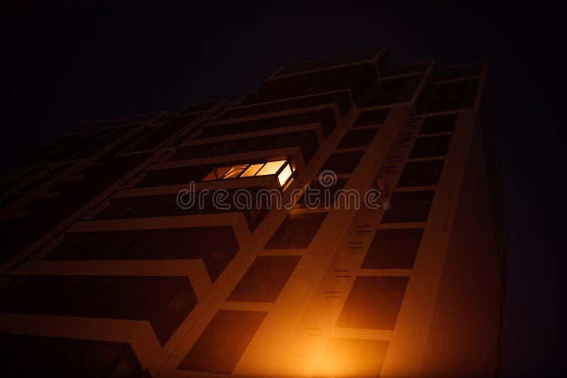 Windows in the Building Have Lights on at Night Stock Photo - Image of ...