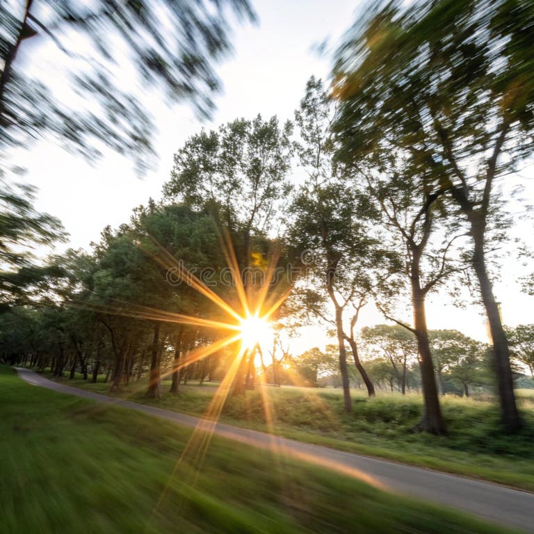 Light Burst through Trees with Movement Stock Illustration ...